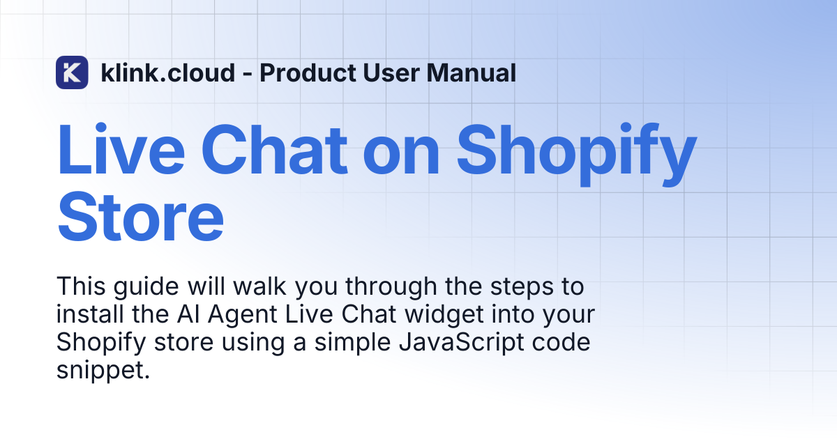 Live Chat on Shopify Store | klink.cloud - Product User Manual